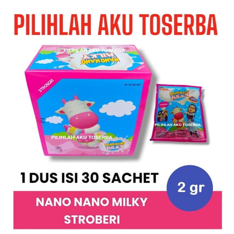 Jual Permen NANO NANO MILKY Rasa STROBERI - ( HARGA 1 BOX ) | Shopee ...