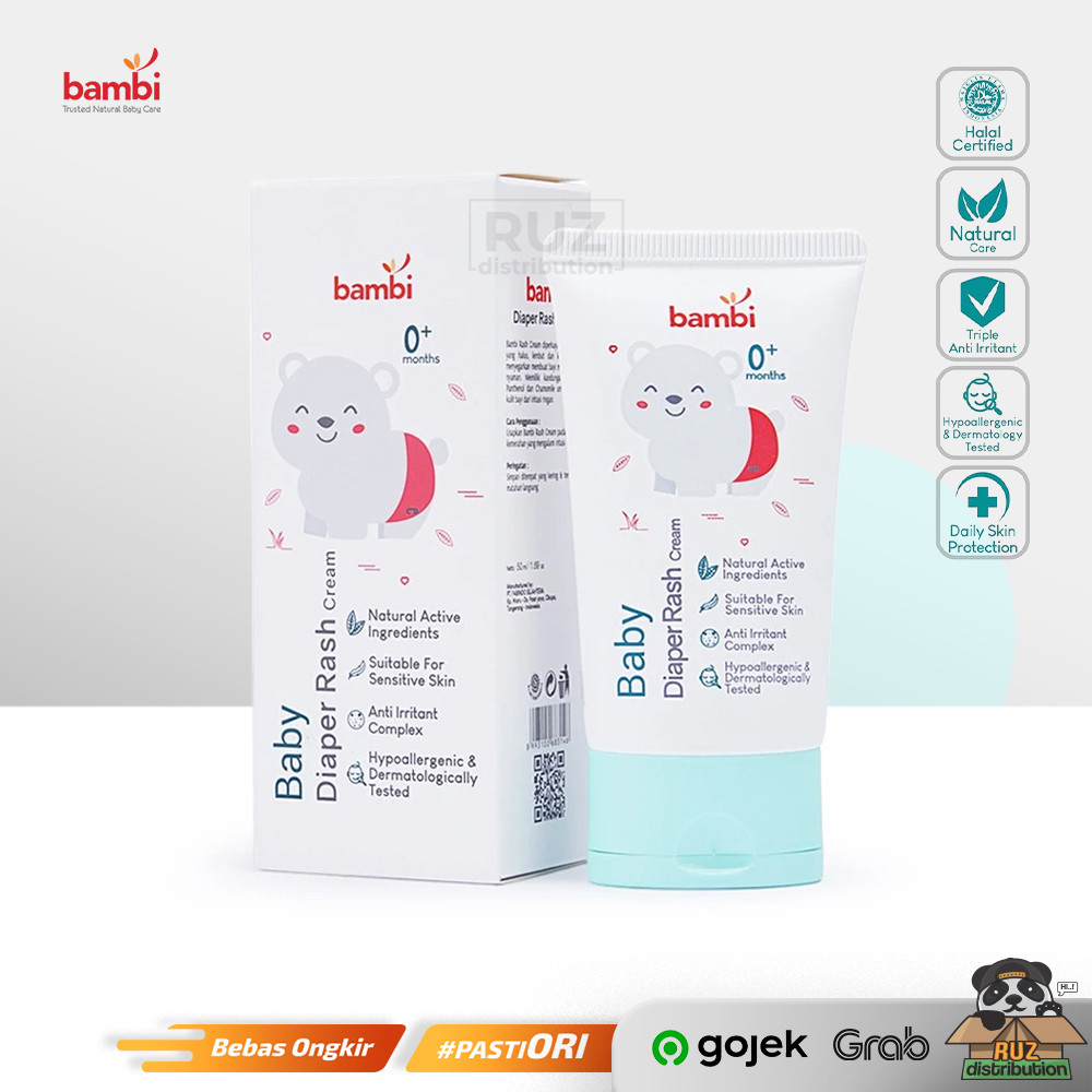 Jual Bambi Baby Diaper Rash Cream 50ml Krim Ruam Popok Pada Bayi Kulit ...
