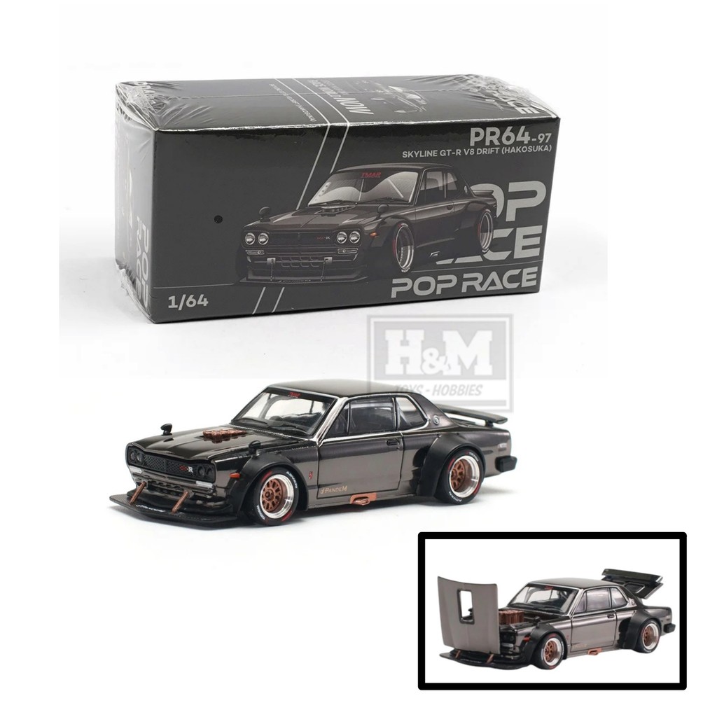 Jual Pop Race 1/64 Skyline GT-R V8 Drift "Hakosuka" - Dark Chrome | Shopee Indonesia