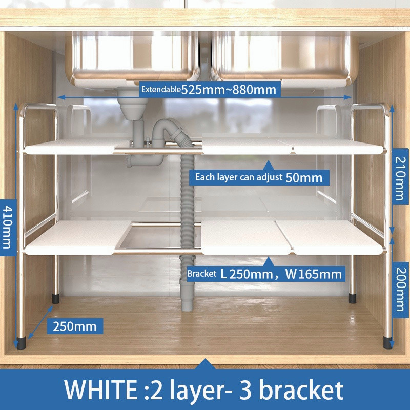 Jual Kitchen Sink Rack White 2 Tier 6 Board - Rak dapur stainless steel ...