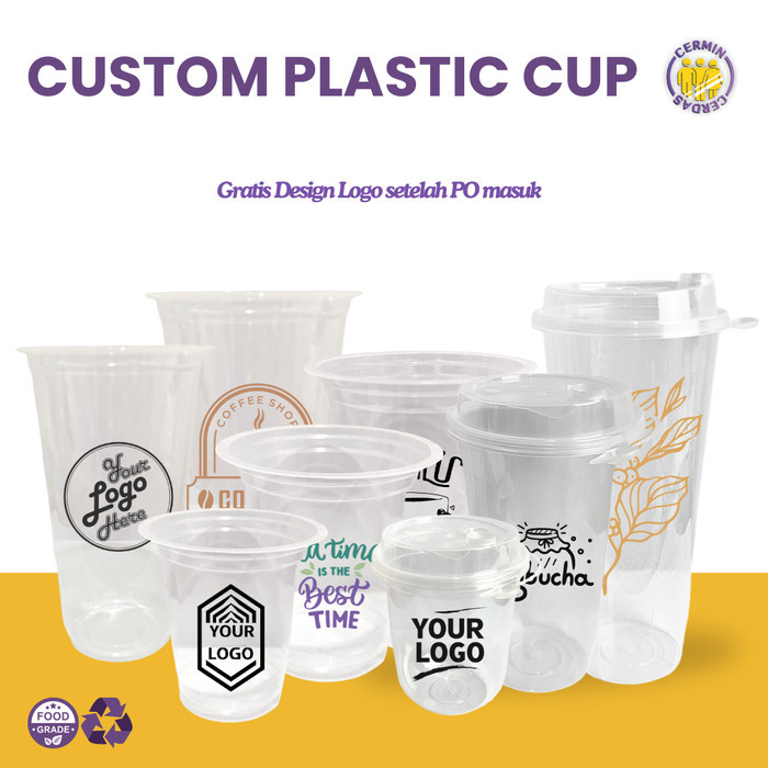 Jual Custom Sablon Plastic Cup Logo Cafe Minuman Gelas Plastik Cetak ...