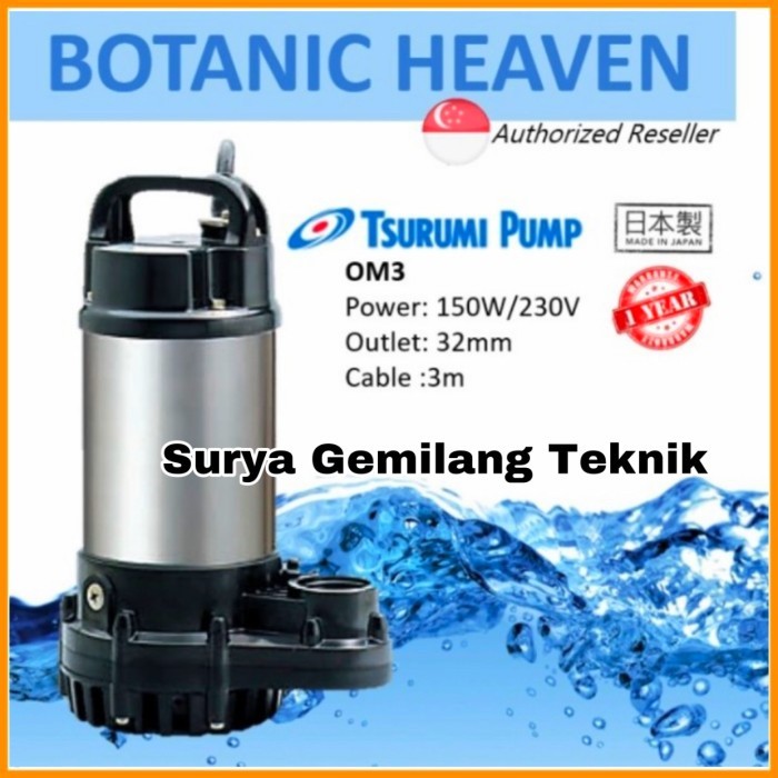 Jual Pompa Celup kolam Ikan 150 watt Pompa air Tsurumi OM3 Submersible Pump | Shopee Indonesia