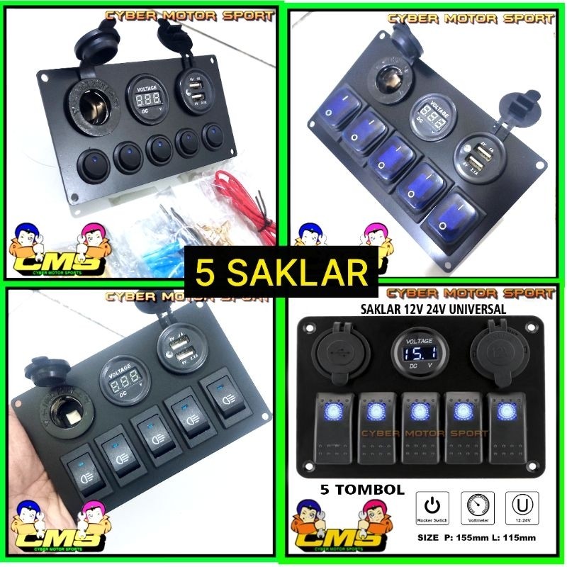 Jual Saklar mobil universal 5 tombol. paket Saklar lampu . saklar ...