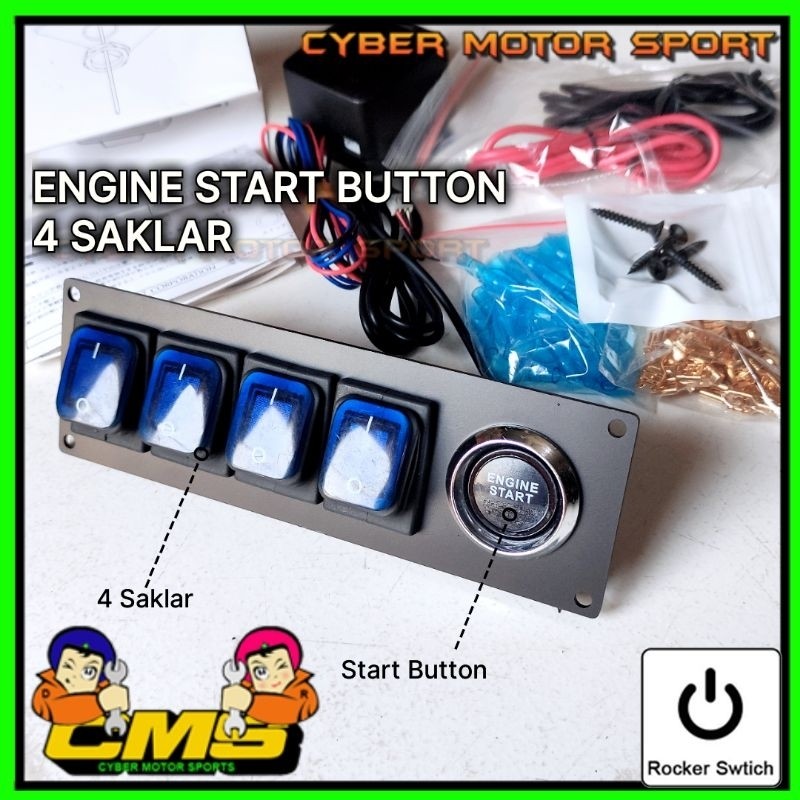 Jual Engine Start universal ignition switch start button black & carbon ...