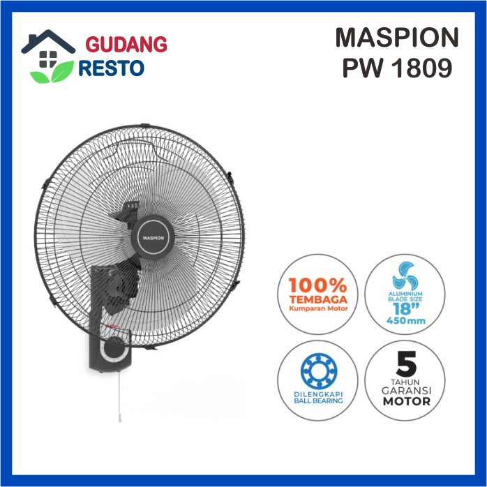 Jual MASPION PW 1809 W Power Fan 18 in Kipas Angin BESI Dinding Wallfan ...