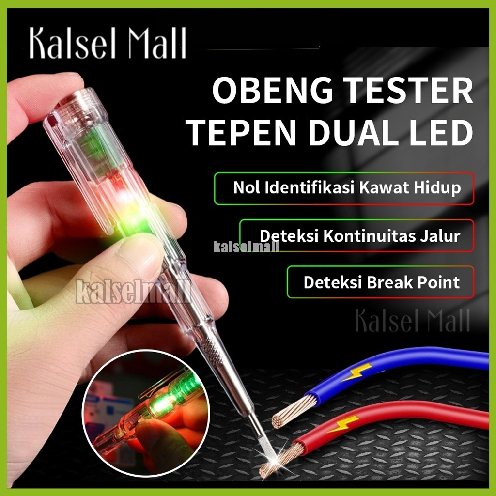 Jual Obeng Tespen Minus Tester Listrik Lampu LED Merah Hijau Detektor ...