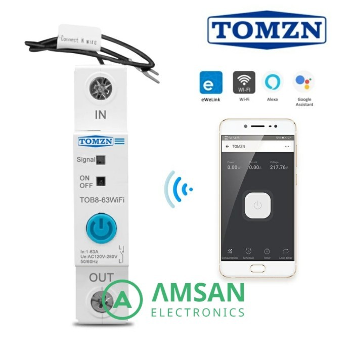 Jual Smart MCB Wifi 63A Energy Kwh Meter AC Over Under Voltage ...