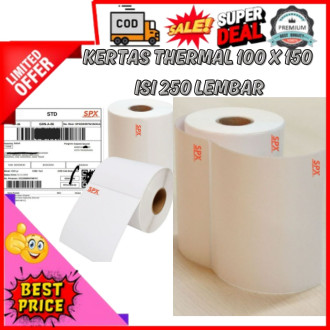 Jual COD kertas printer thermal 100 x 150 isi 250 lembar kertas print ...