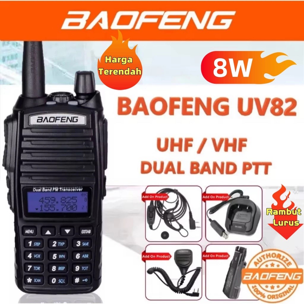 Jual WOW! 【100%Ori】HT Baofeng UV82 UV5R A58S 88S Handy Talky 8 Watt ...