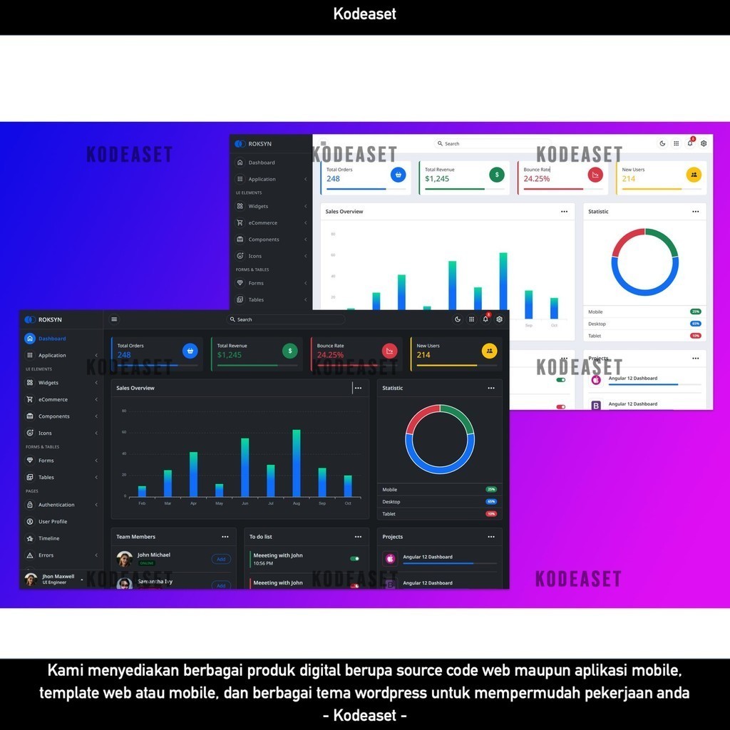 Jual WEB TEMPLATE ROKSYN - BOOTSTRAP 5 ADMIN TEMPLATE D2255 KODEASET | Shopee Indonesia
