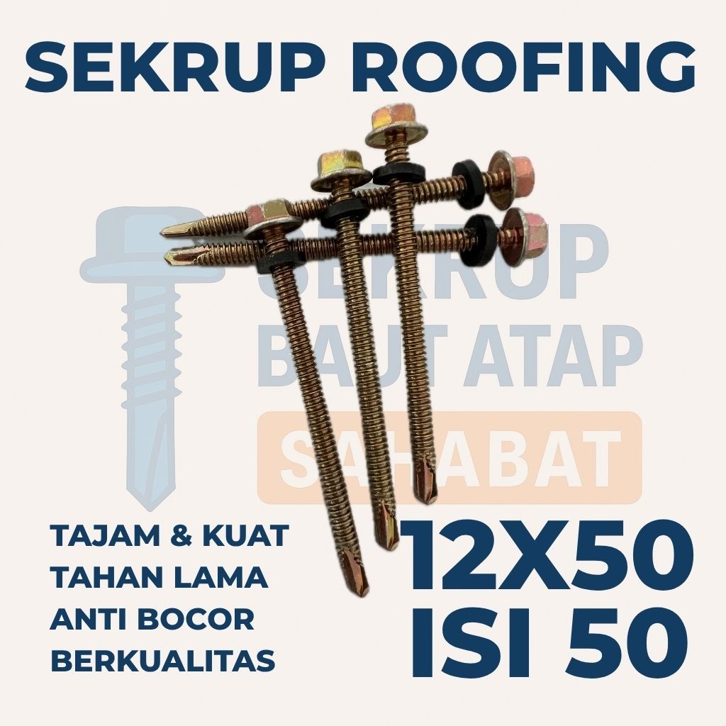 Jual SEKRUP ROOFING 5CM 12x50 mm (Isi 50 pcs) (Panjang 5cm) – Baut Atap ...