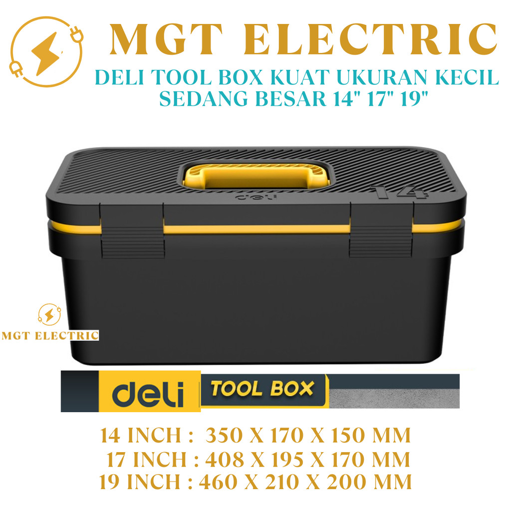 Jual Deli Tool Box Kuat Ukuran Kecil Sedang Besar 14" 17" 19" DL43281X ...