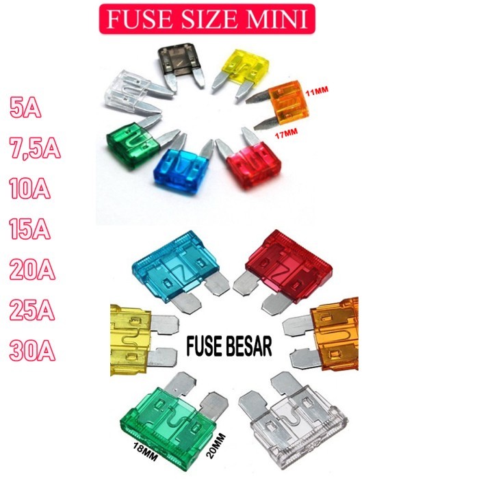Jual (EP) FUSE DX BESAR & KECIL 5A 7,5A 10A 15A 20A 25A SEKRING TANCAP ...