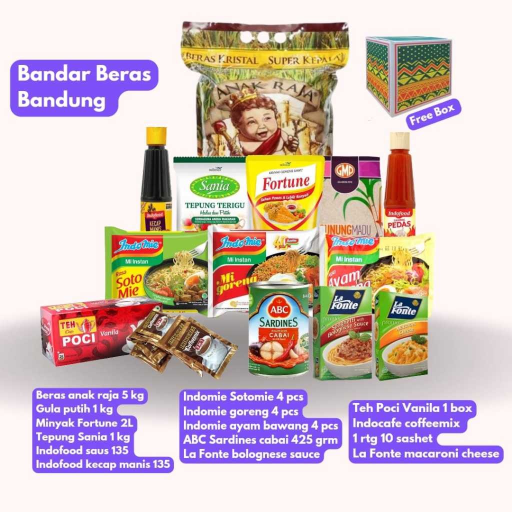 Jual Paket Sembako Lengkap Free Box ( Untuk Hadiah & Hampers ) | Shopee ...