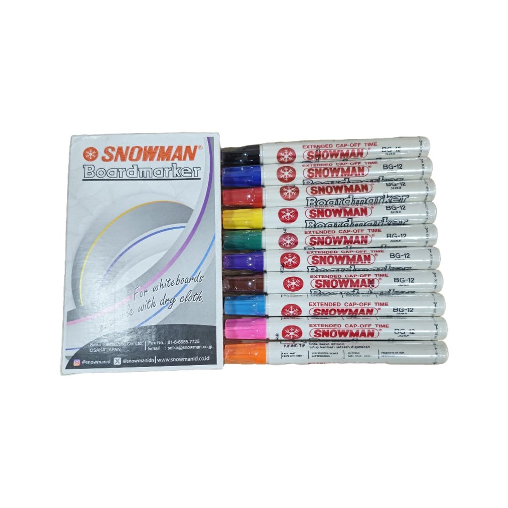 Jual Spidol Snowman BG12 BG 12 Whiteboard Warna Warni - Biru RJT ...