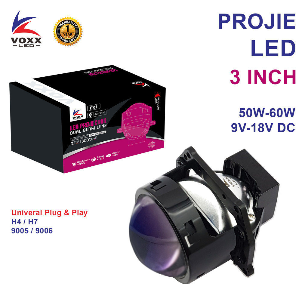 Jual VOXX LED EX1 Projector LED 3 Inch 60W Blue Lens Laser Lensa Projie ...