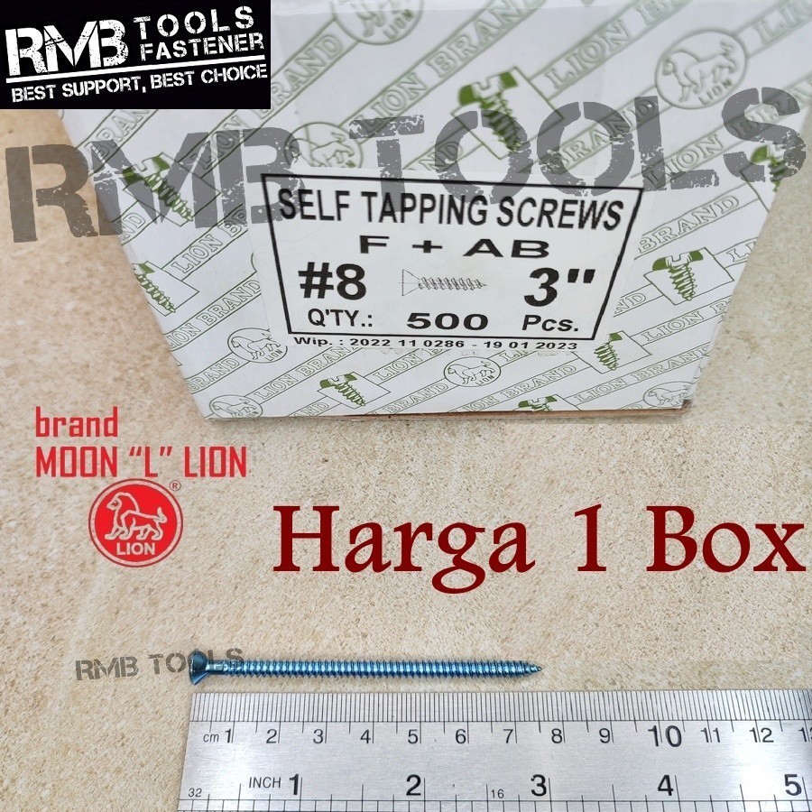 Jual [1Dus] Sekrup Tapping Screw FH 8 x 3 Panjang 7.5cm Obeng Plus ...