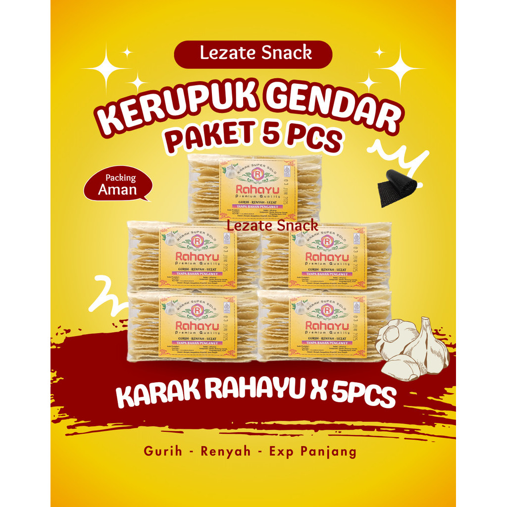 Jual Paket Kerupuk Gendar Rahayu Isi 5 Pack Murah Enak Renyah / Krupuk ...