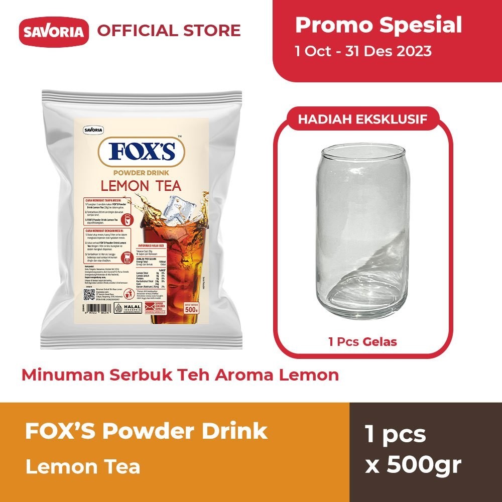 Jual FOX'S Lemon Tea Powder Drink 1 Pcs x 500g Gratis Gelas | Shopee ...
