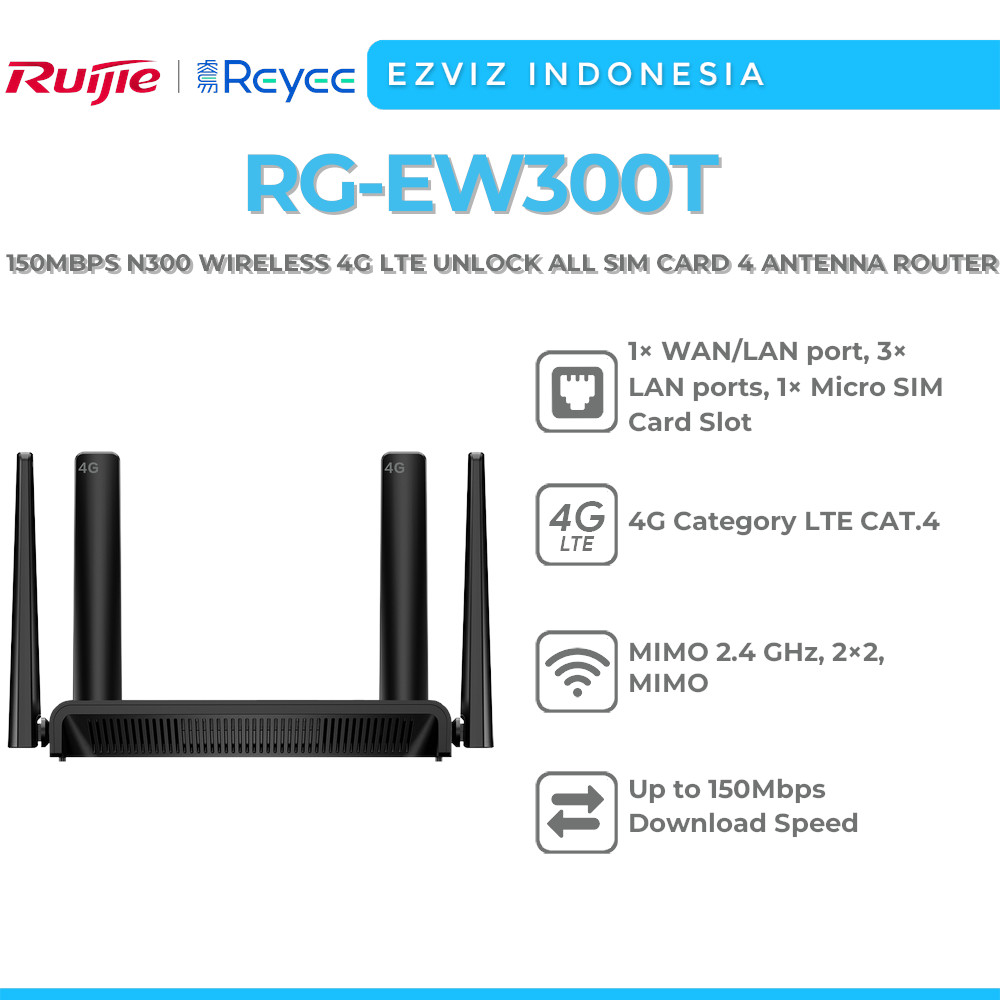 Jual RUIJIE REYEE RG-EW300T 150MBPS N300 WIRELESS 4G LTE UNLOCK ALL SIM ...