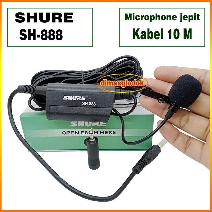 Jual Shure SH-888 Mic Kancing / MikJepit Microphone Clip On Kabel panjang Mik Imam Masjid Shure ...