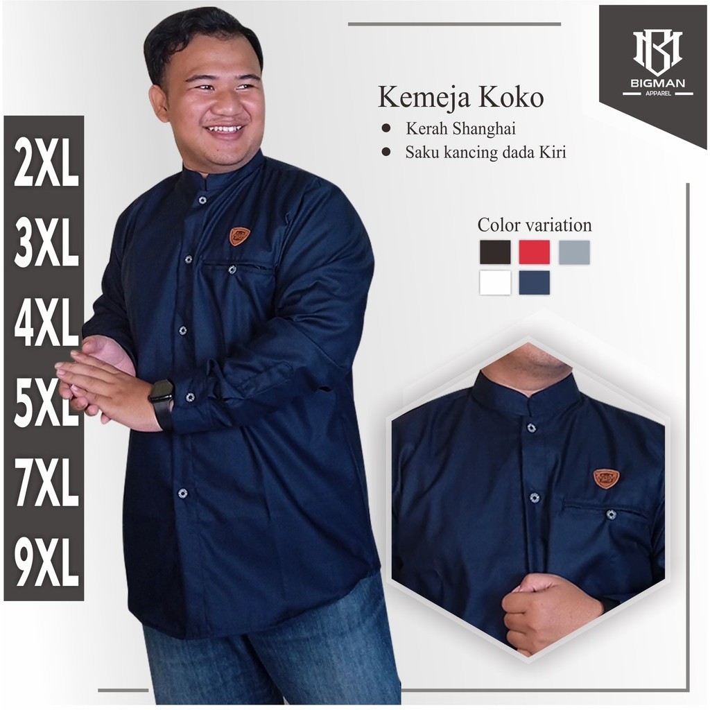 Jual Kemeja Koko Jumbo KEMKO Over Size Pria murah terbaru 2022 9xl 7xl ...