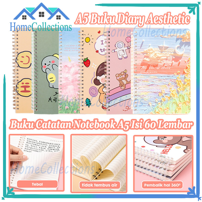 Jual Buku Tulis A5 Spiral Notebook Aesthetic/A5 Buku Tulis Spiral Motif ...