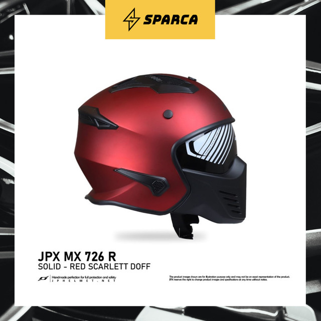 Jual [SPARCA] Helm Full Face JPX MX 726-R NEW SOLID RED SCARLET DOFF ...