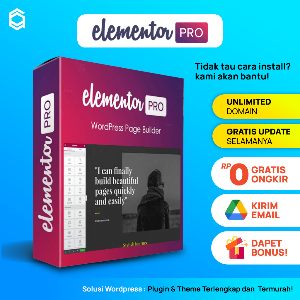 Jual ELEMENTOR PRO + Elementor Core PLUGIN Wordpress Lifetime License GRATIS Update + BONUS ...