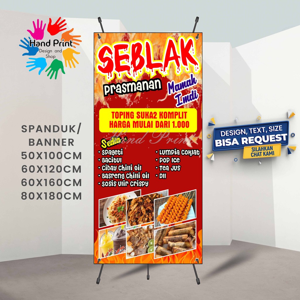 Jual Cetak Spanduk Banner Seblak Prasmanan MMT Spanduk Custom 60x160 ...