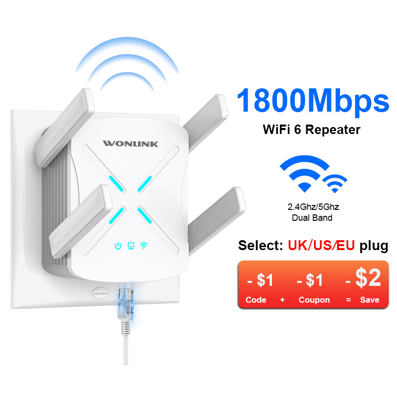 Jual Wi-Fi 6 Range Extender AX1800 2G&5GHz Dual Band WIFI Repeater 4 ...