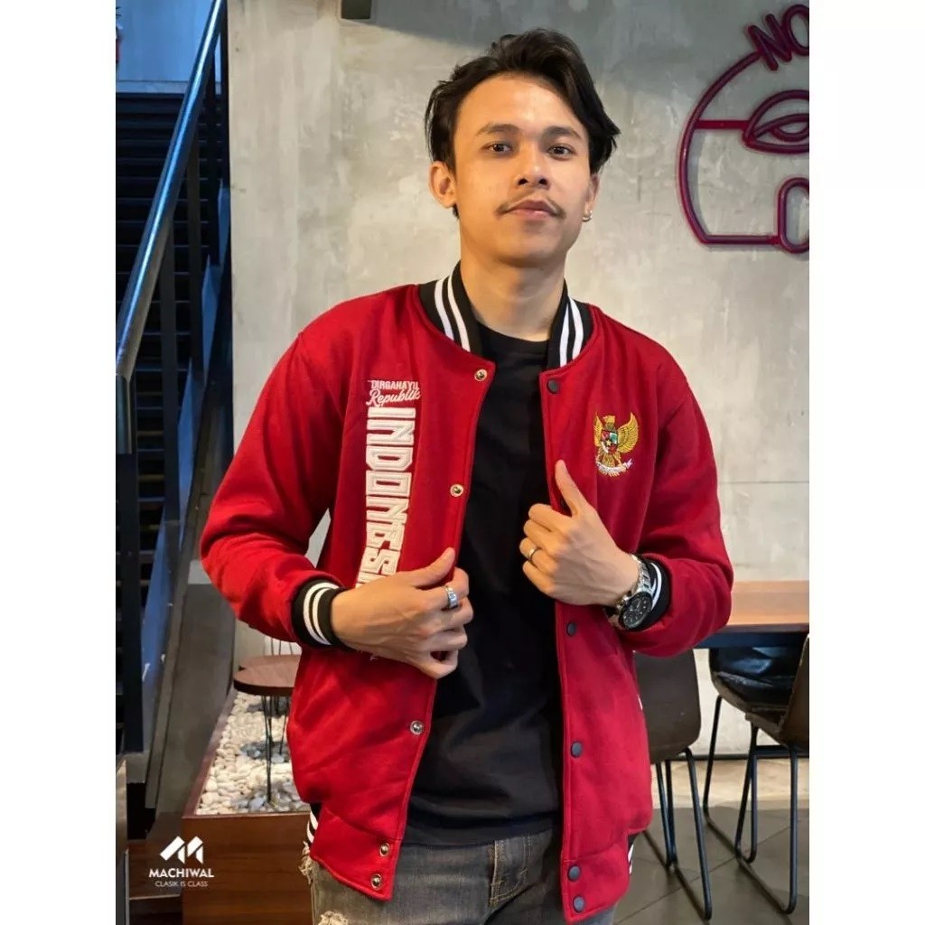 Jual Jaket Sweater Varsity Baseball FULL BORDIR Timnas Indonesia ...