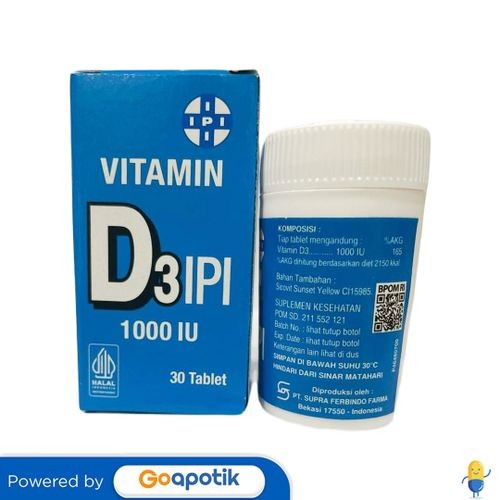 Jual Ipi Vitamin D3 1000 Iu Botol 30 Tablet | Shopee Indonesia