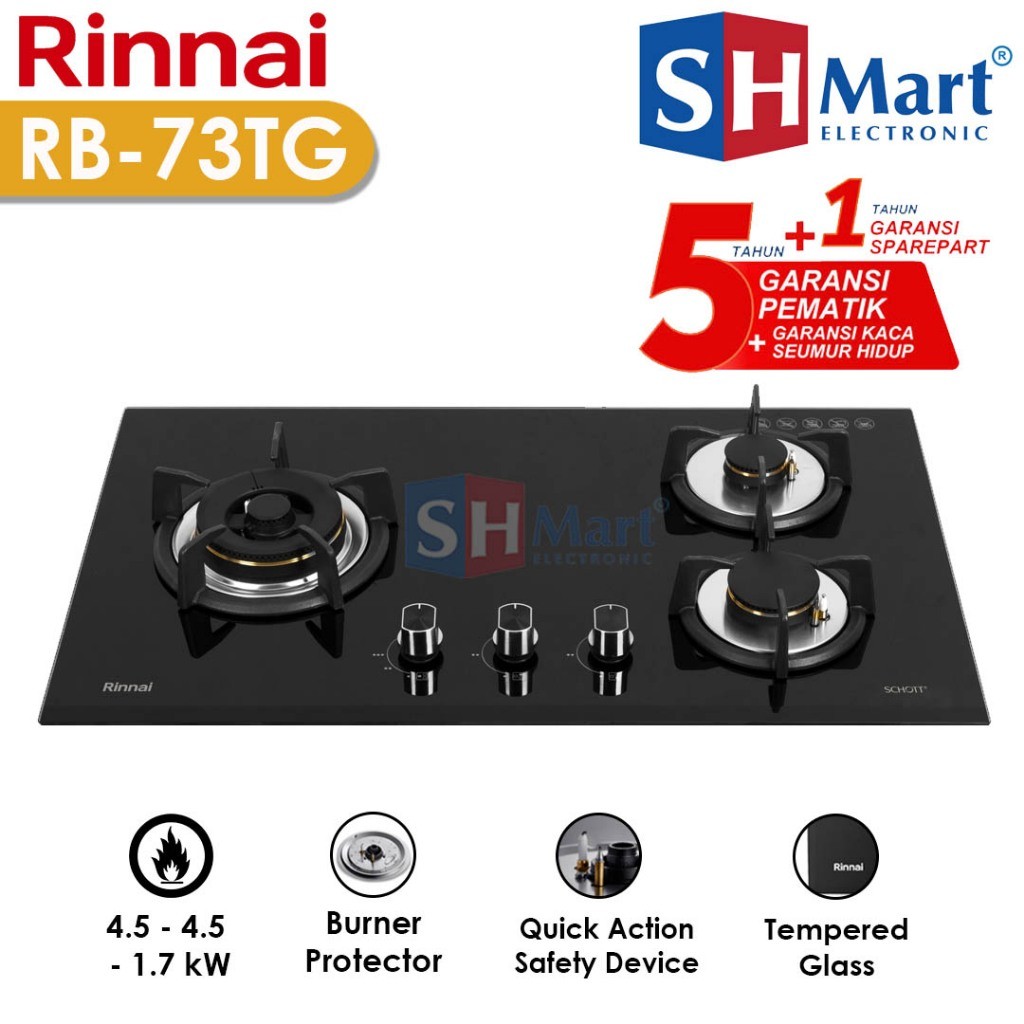 Jual KOMPOR TANAM RINNAI 3 TUNGKU RB-73TG - HITAM KACA (MEDAN) | Shopee Indonesia