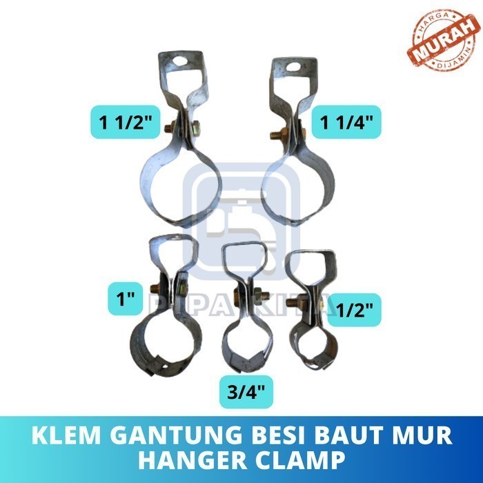 Jual Hanger Klem Gantung Pipa Engsel Besi Hanger Clamp Clem Baut Mur 1/ ...