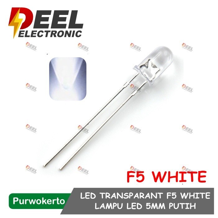 Jual LED 5MM TRANSPARANT WHITE PUTIH LAMPU LED F5 BENING PUTIH LED DIODE | Shopee Indonesia