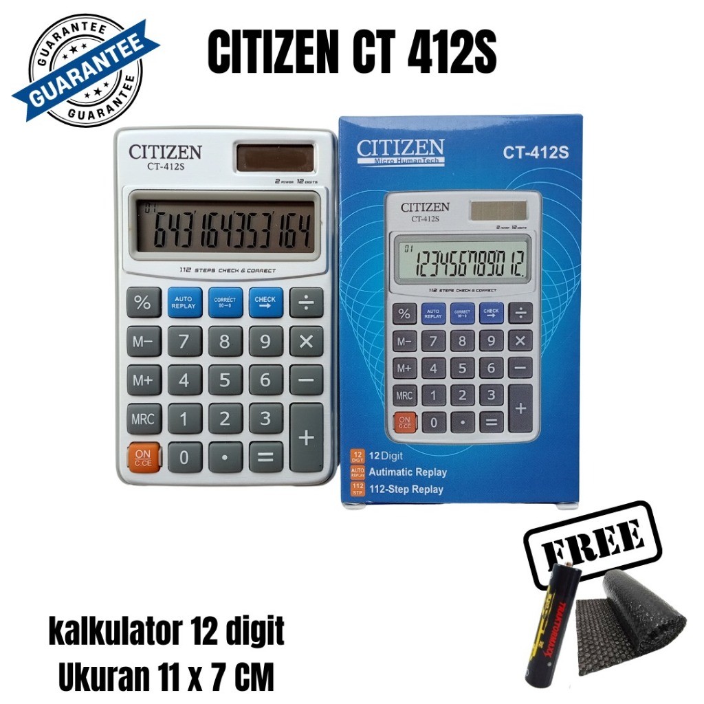 Jual Kalkulator CT 412 S 12 Digit 112 Step Auto Replay Check and ...