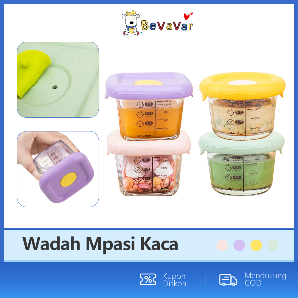Jual BEVAVAR Wadah Kaca Mpasi Bayi Tempat Makan Mpasi Kaca Baby Food ...