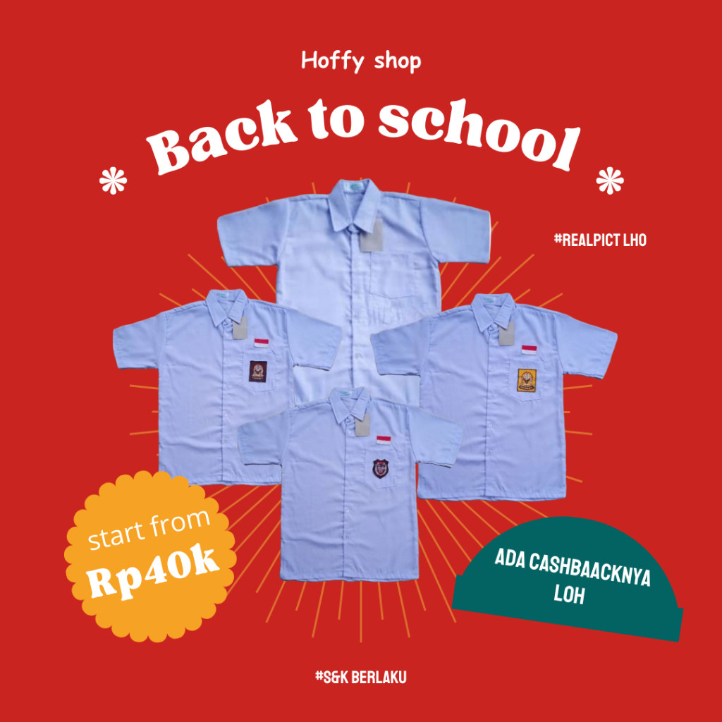 Jual Hem Seragam SD SMP SMA hem putih pendek seragam sekolah kemeja ...