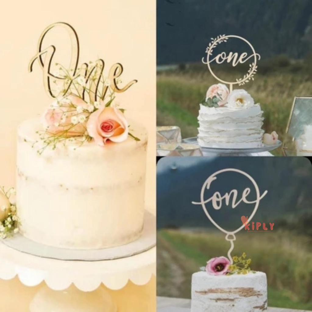 Jual Cake topper kayu ONE Balon/ Cake Topper One Baby Born / Topper Kue ...