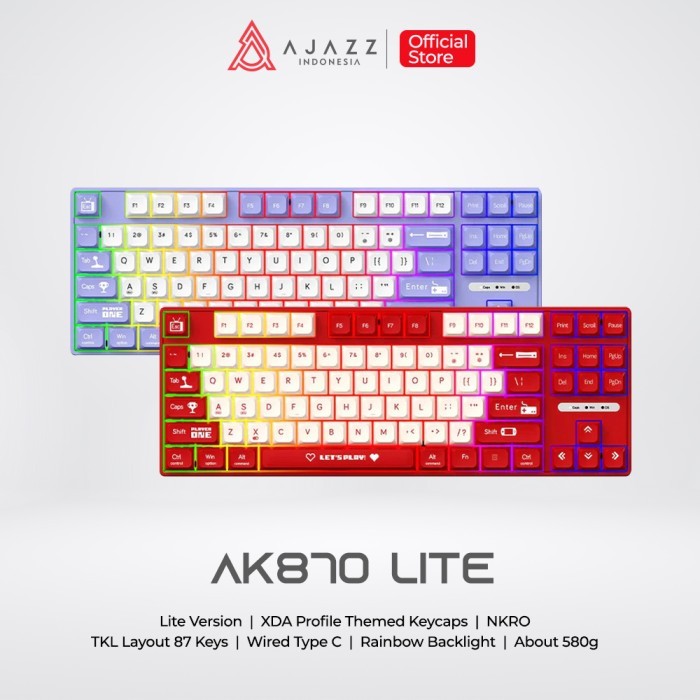 Jual Ajazz AK870 LITE TKL Keyboard Gaming Mechanical Wired Rainbow Full ...