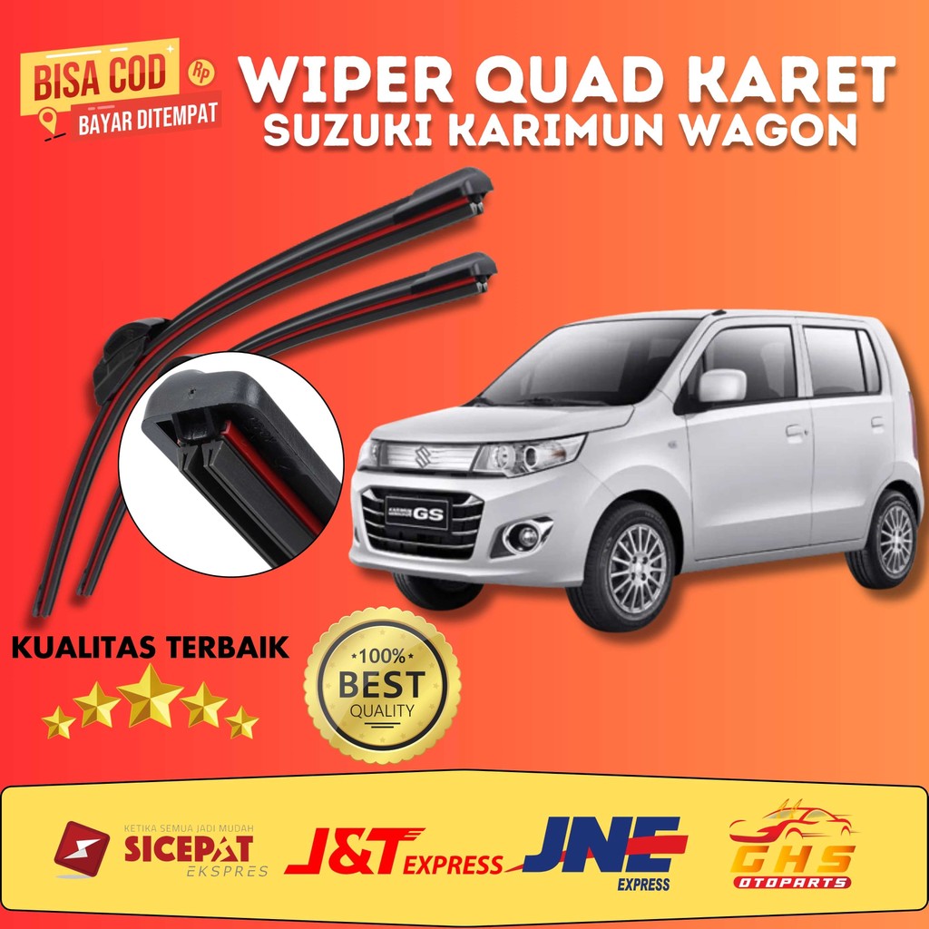 Jual Wiper Quad Blade Kaca Mobil Suzuki Karimun Wagon R Frameless 4 Lapis Karet Blade Universal ...