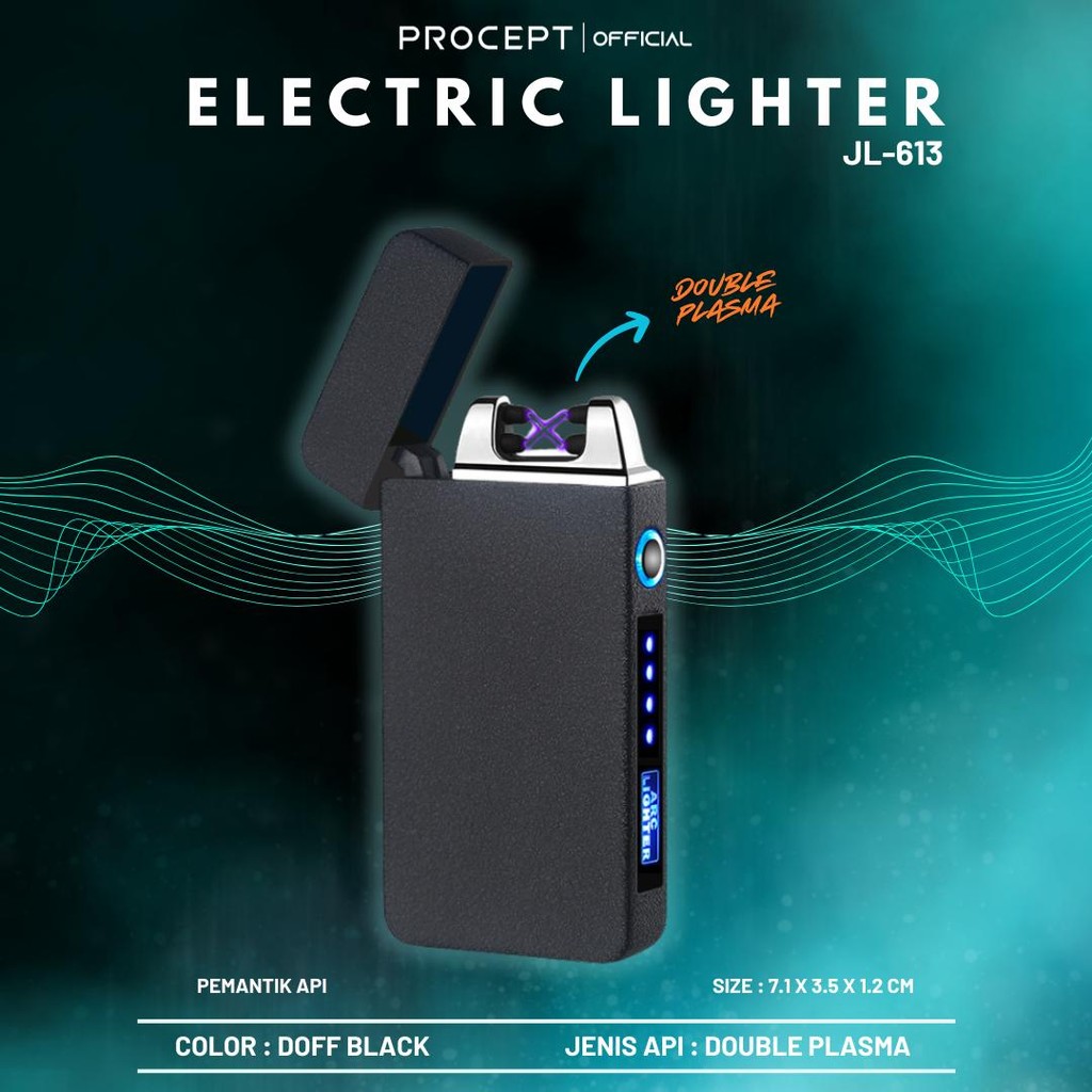 Jual ProCept Korek Api Electric Pemantik Lighter Elegant Black Double ...