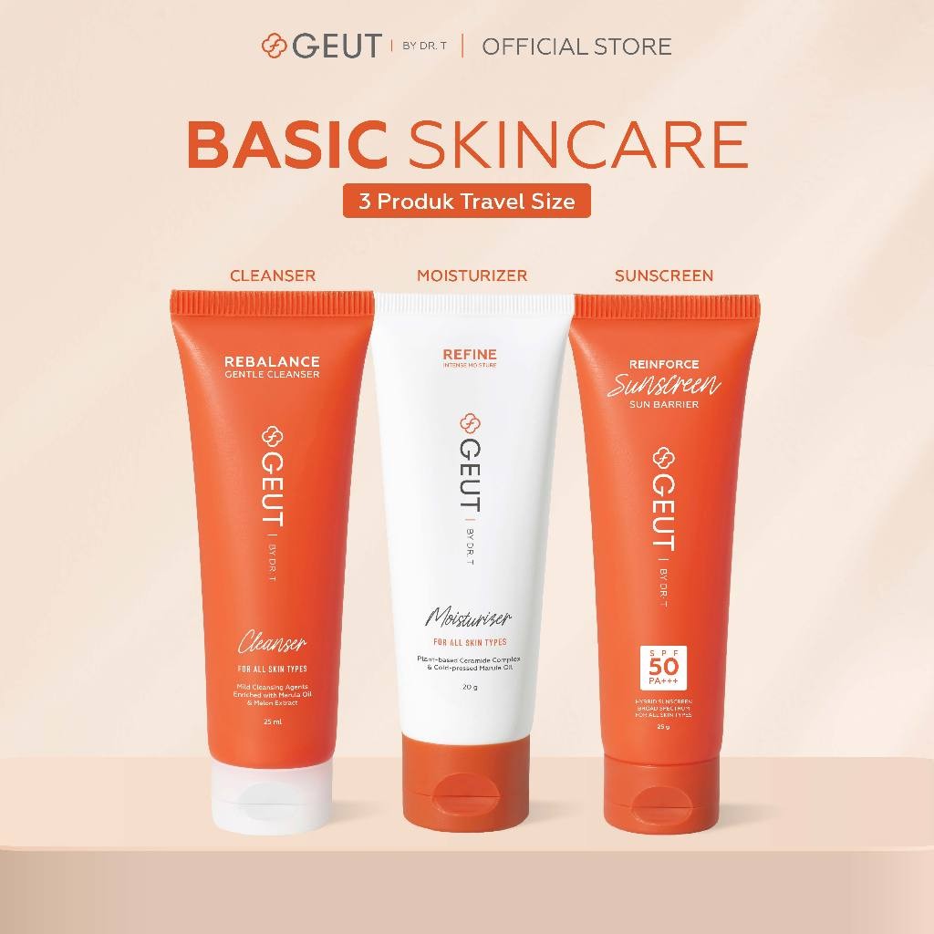 Jual GEUT BASIC Travel Set 3pcs (Paket Wajah Basic Ukuran Travel, Cleanser 25ml + Moisturizer ...