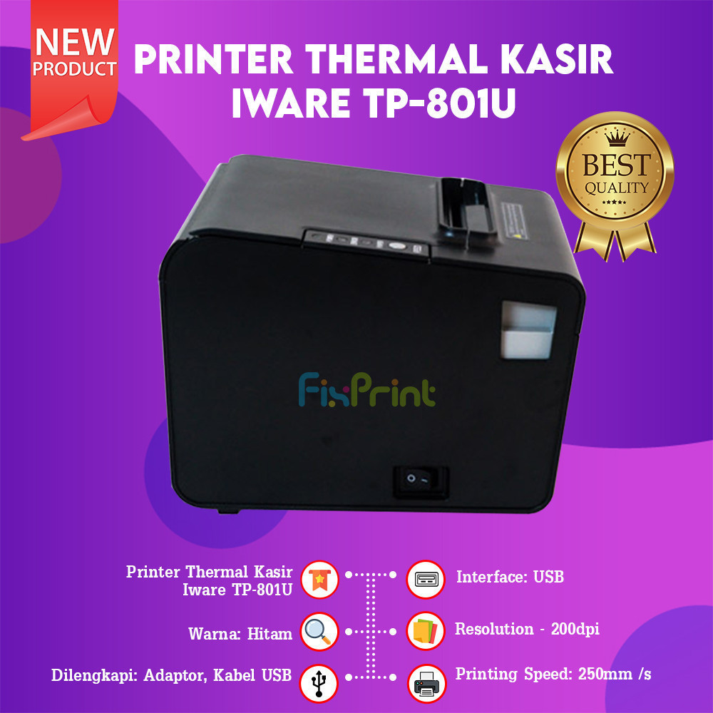 Jual FixPrint Printer Thermal 80MM IWare TP-801U USB Only New Printer ...