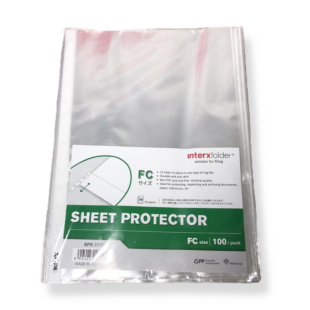 Jual InterXFolder - Sheet Protector Folio F4 Isi 100 Lembar PP Pocket - PACK | Shopee Indonesia