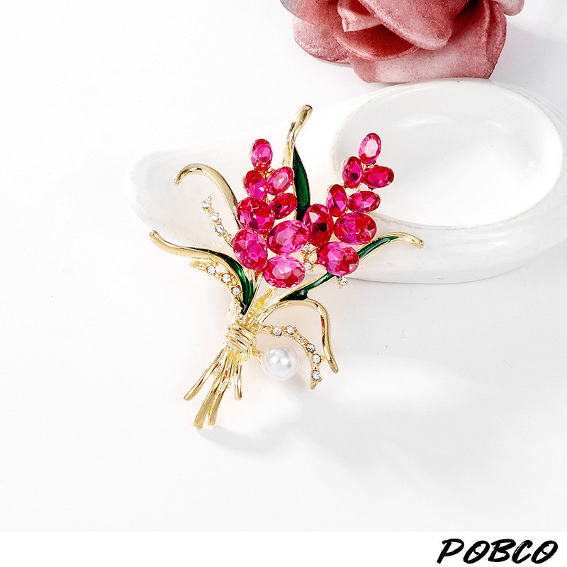 Jual 【PoBco】Brooch Bunga Gandum dengan Crystal dan Mutiara, Aksesoris ...