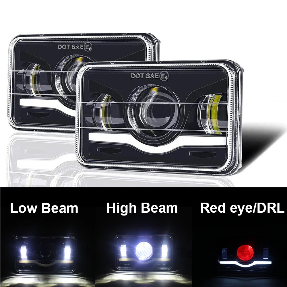 Jual 12V 24V 4x6 in LED Headlights H4 Led Work Light Square Light ...