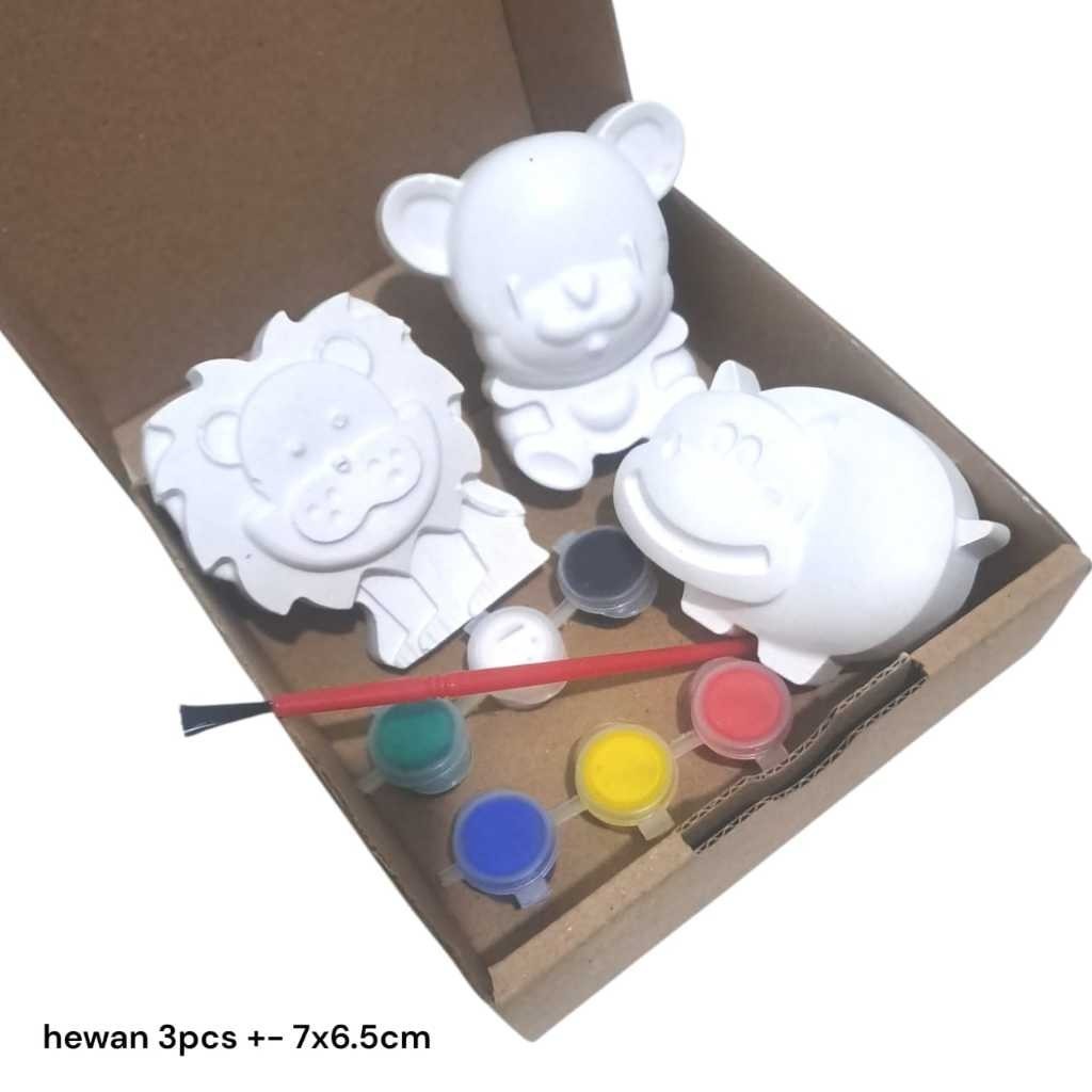 Jual Gypsum ZOO Set isi 3 Pcs/ DIY Painting Gypsum Kit / Hampers ...