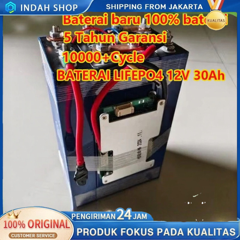 Jual 【10000+Cycle】CATL/BYD Battery Lifepo4 12v BMS 30AH Baru Elektrik ...